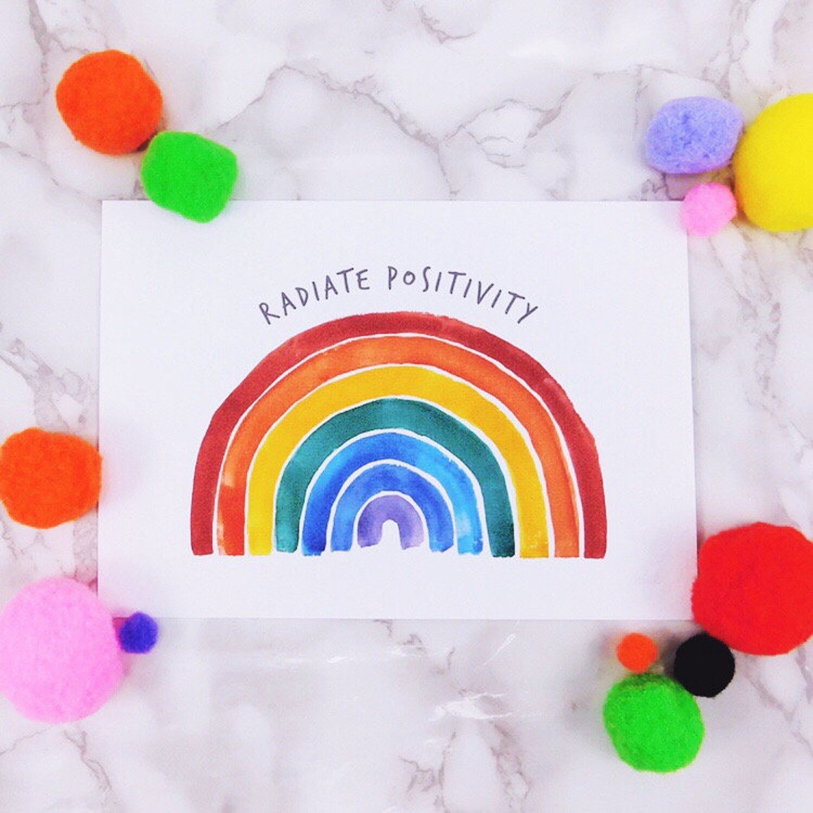 Radiate Positivity Rainbow Watercolour Rainbow Print Artwork - Etsy UK