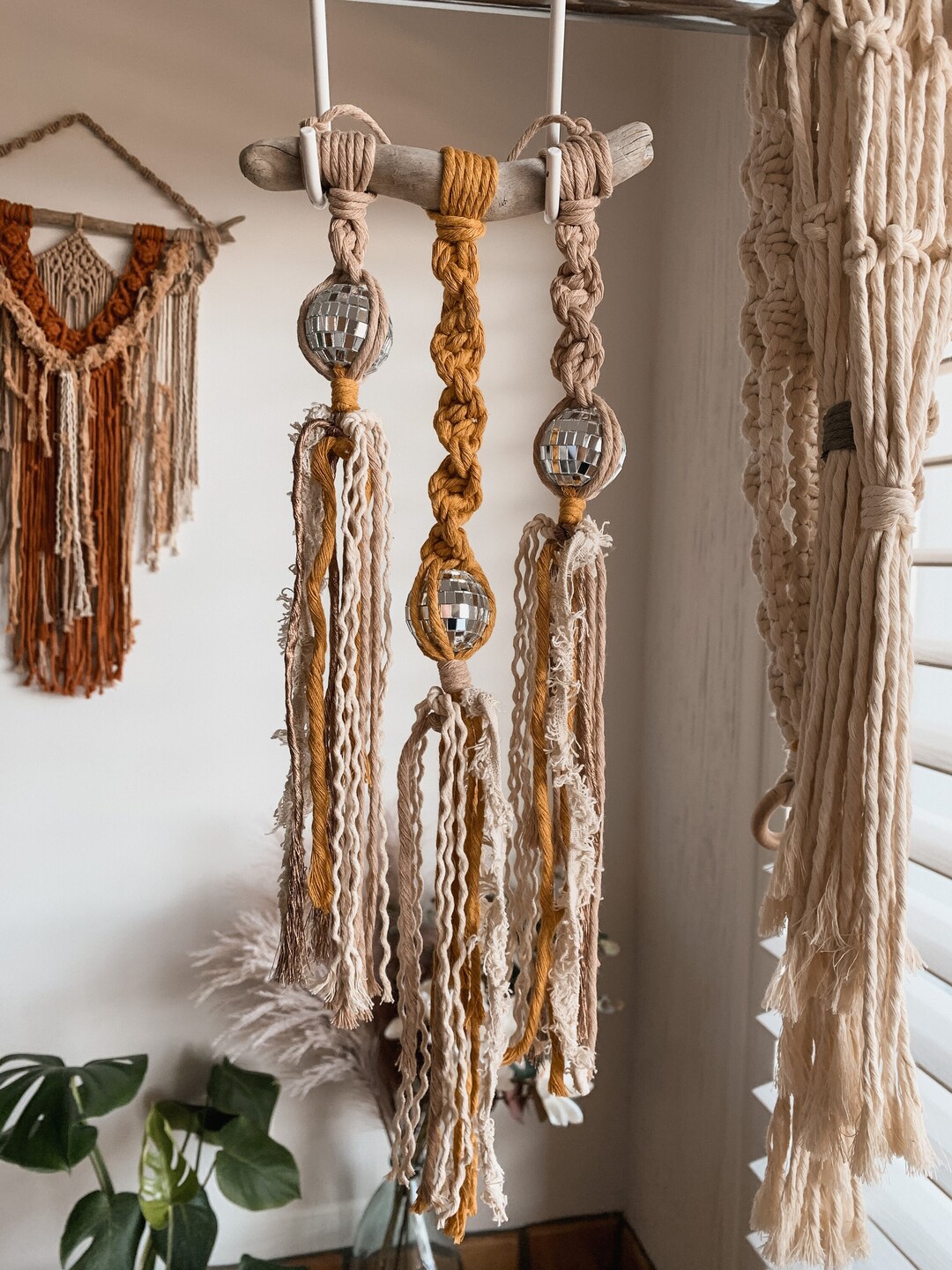 Made to Order: Mini Disco Ball Macrame Wall Hanging | Retro Home Decor ...