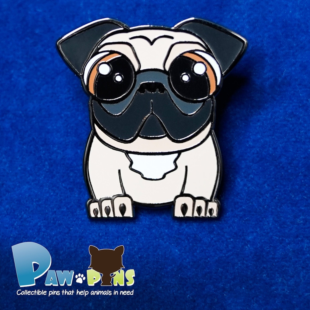 Cute Pug Enamel Pin, Pug Pin Gift, Cute Dog Enamel Pin, Hard Enamel ...