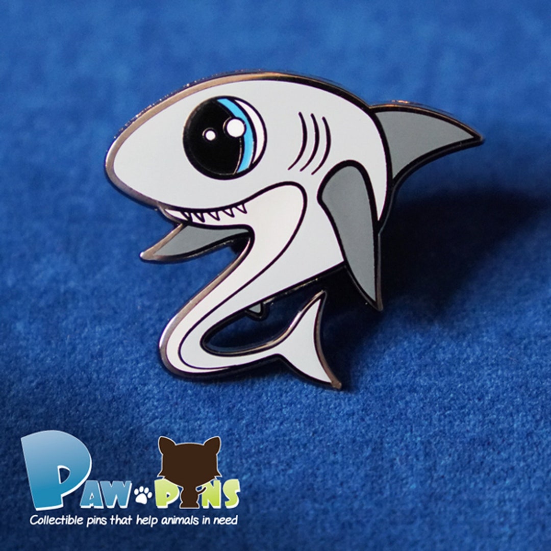 Cute Shark Enamel Pin, Shark Pin Gift, Hard Enamel Animal Pin, Animal ...