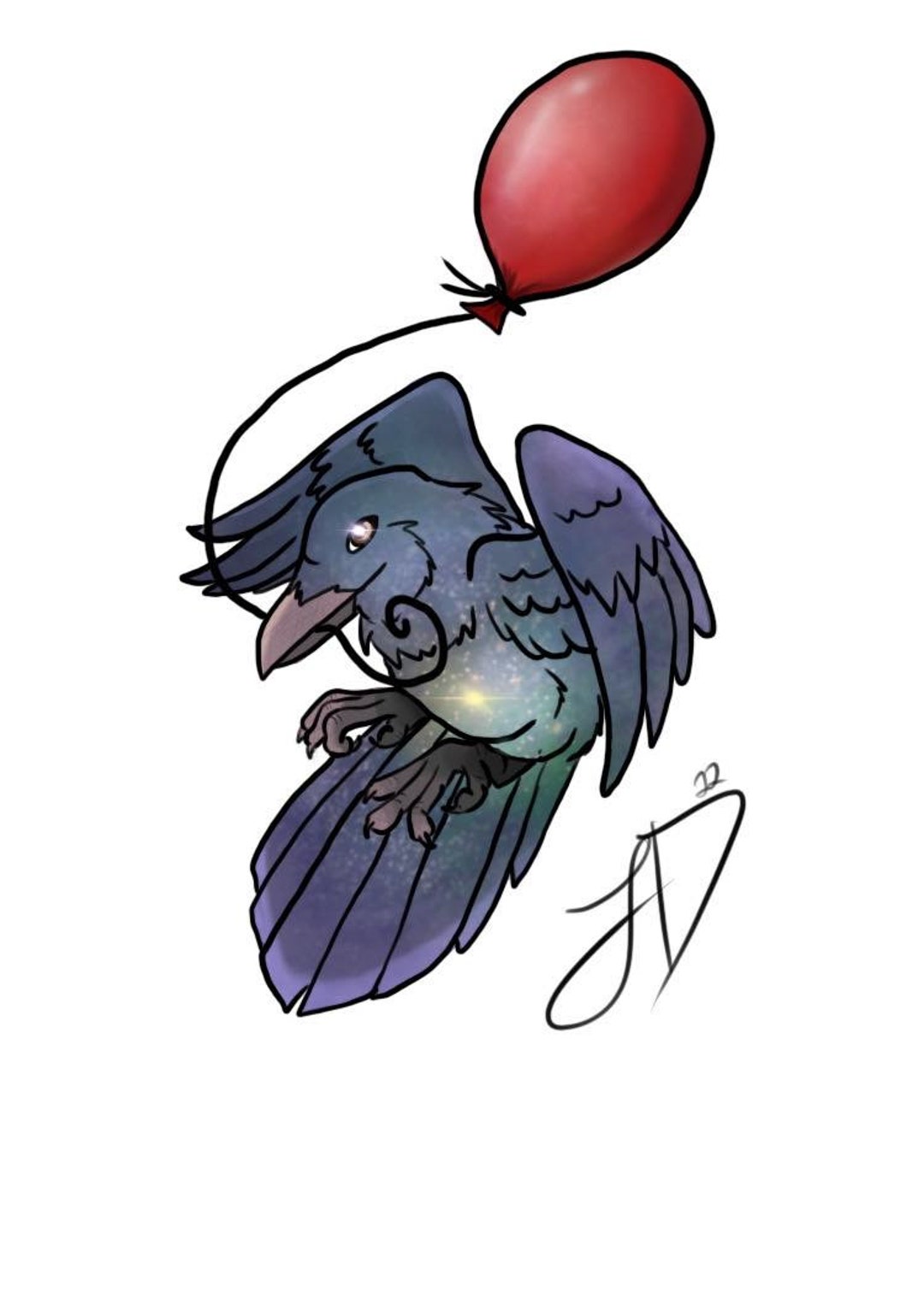 Raven Balloon Sticker - Etsy
