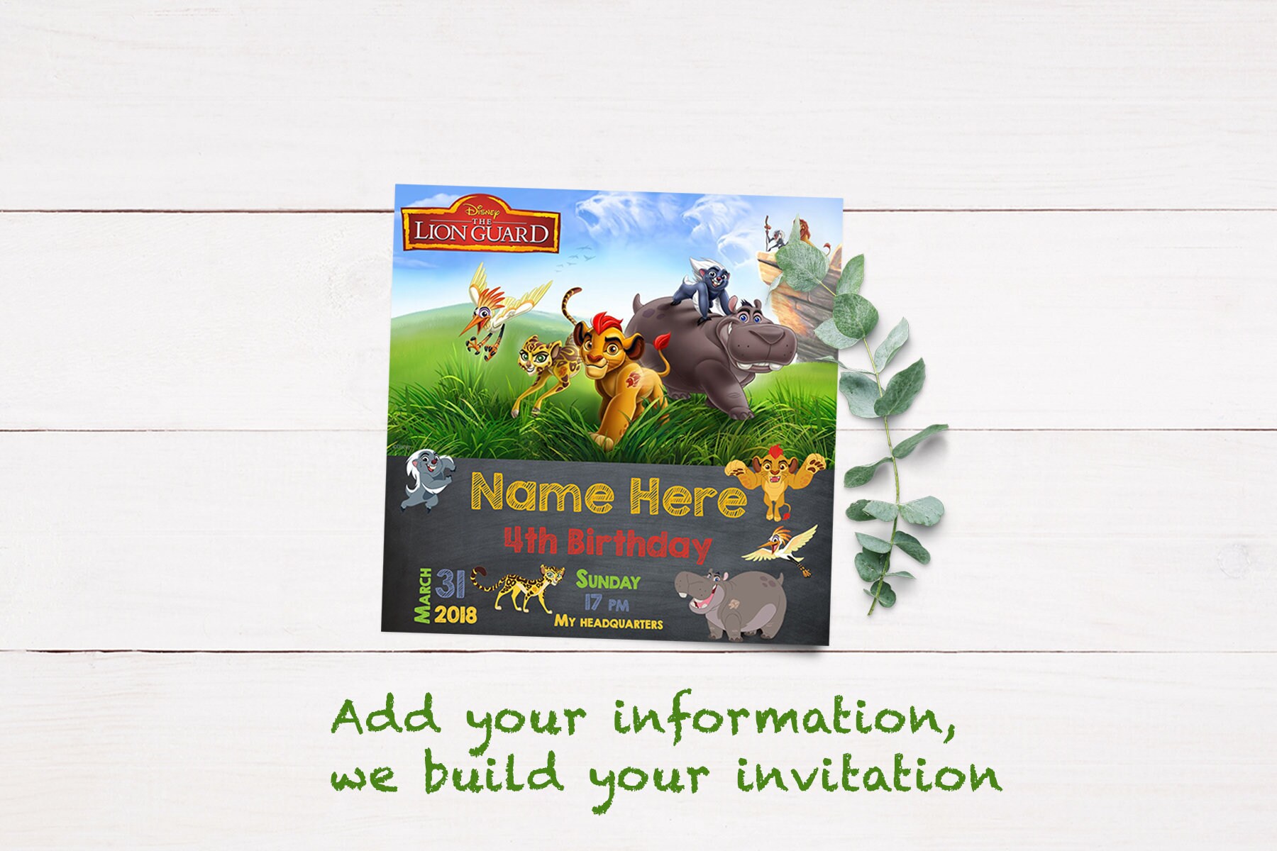 Lion Guard Birthday Invitation Lion Guard Birthday Invite - Etsy