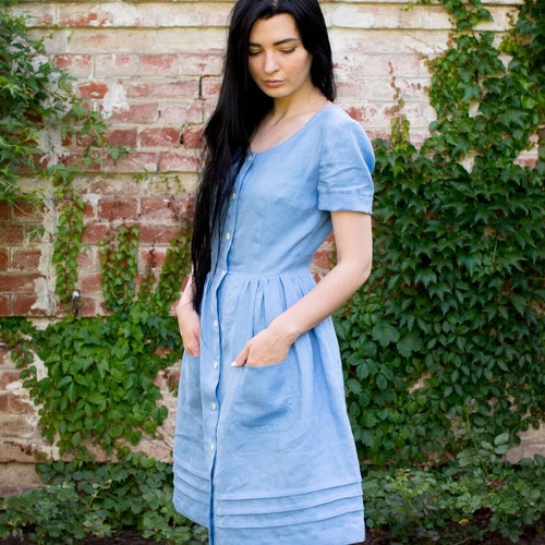 ELIZABETH Close Fitting Dress Natural Linen Midi Dress Maxi | Etsy