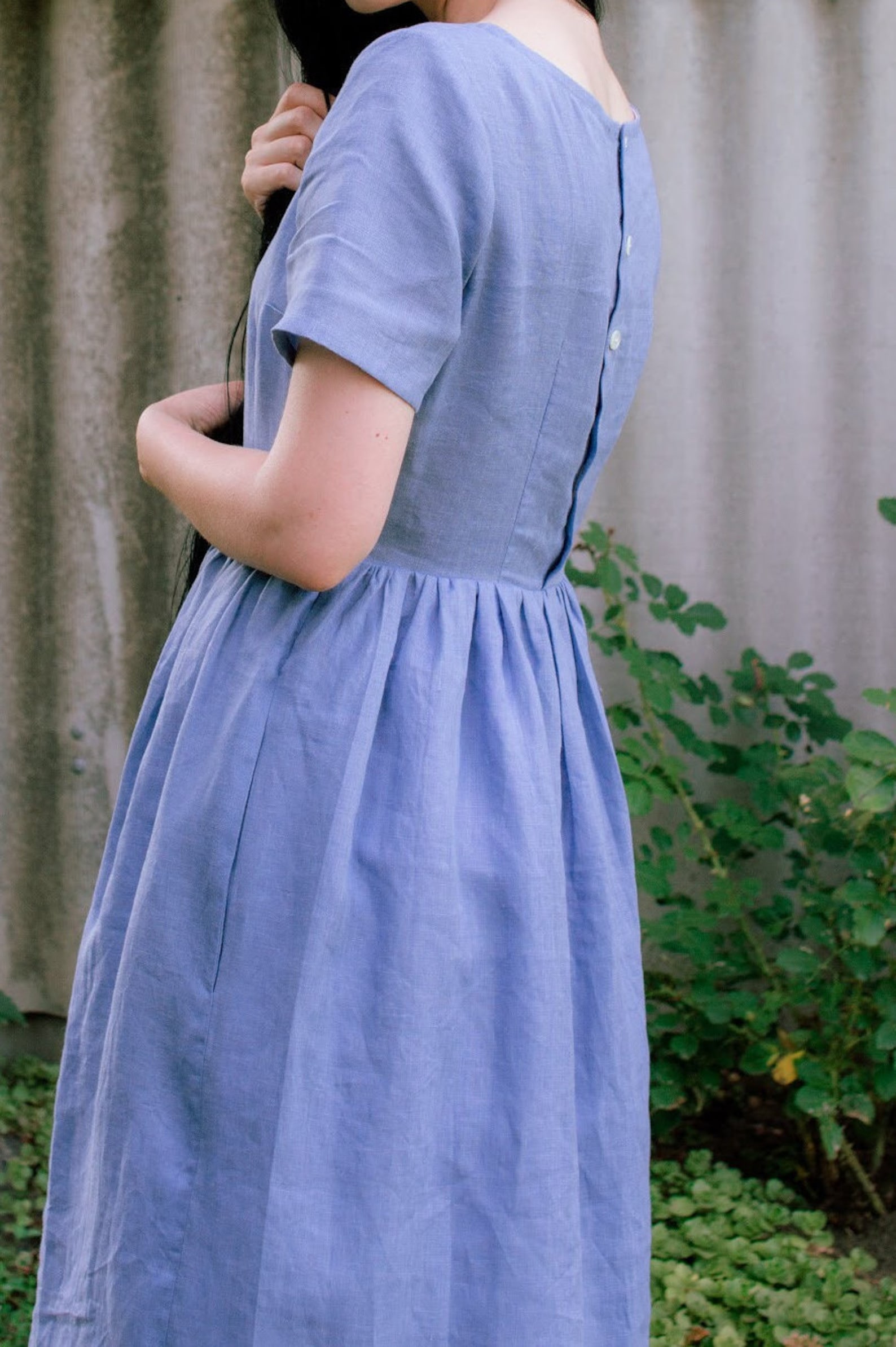 ELIZABETH Close Fitting Dress, Natural Linen Midi Dress, Evening Maxi ...