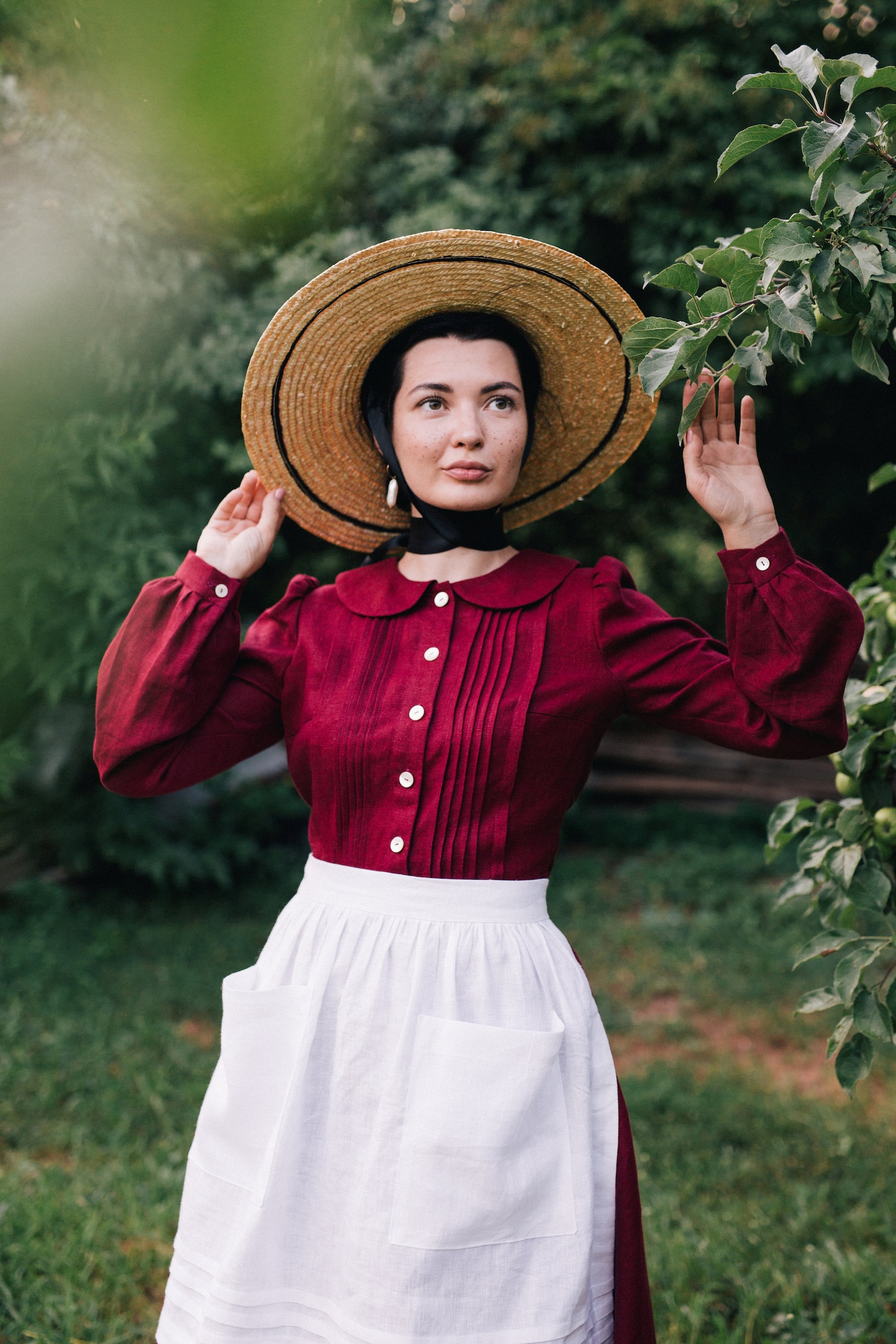 OPHELIA Linen Dress With Peter Pan Collar Long Sleeves - Etsy