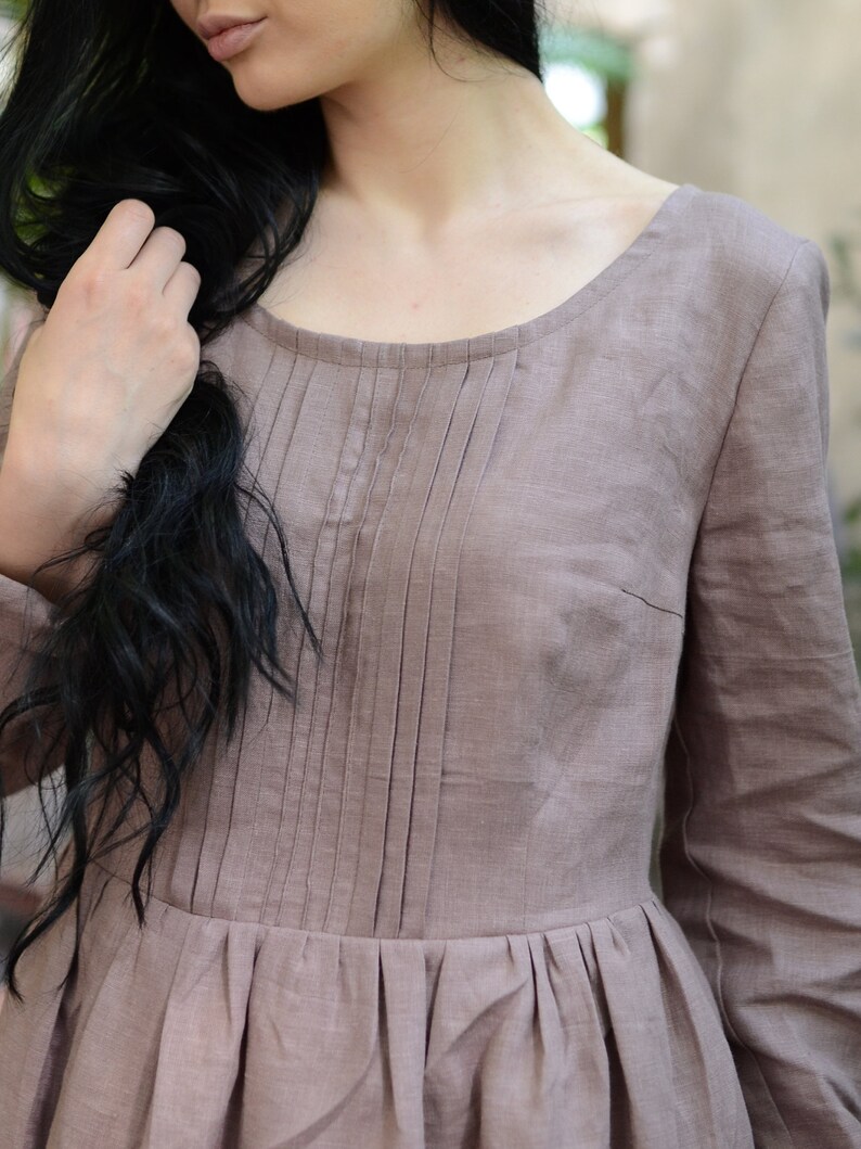 ELIZABETH Close Fitting Dress, Natural Linen Midi Dress, Maxi Dress ...