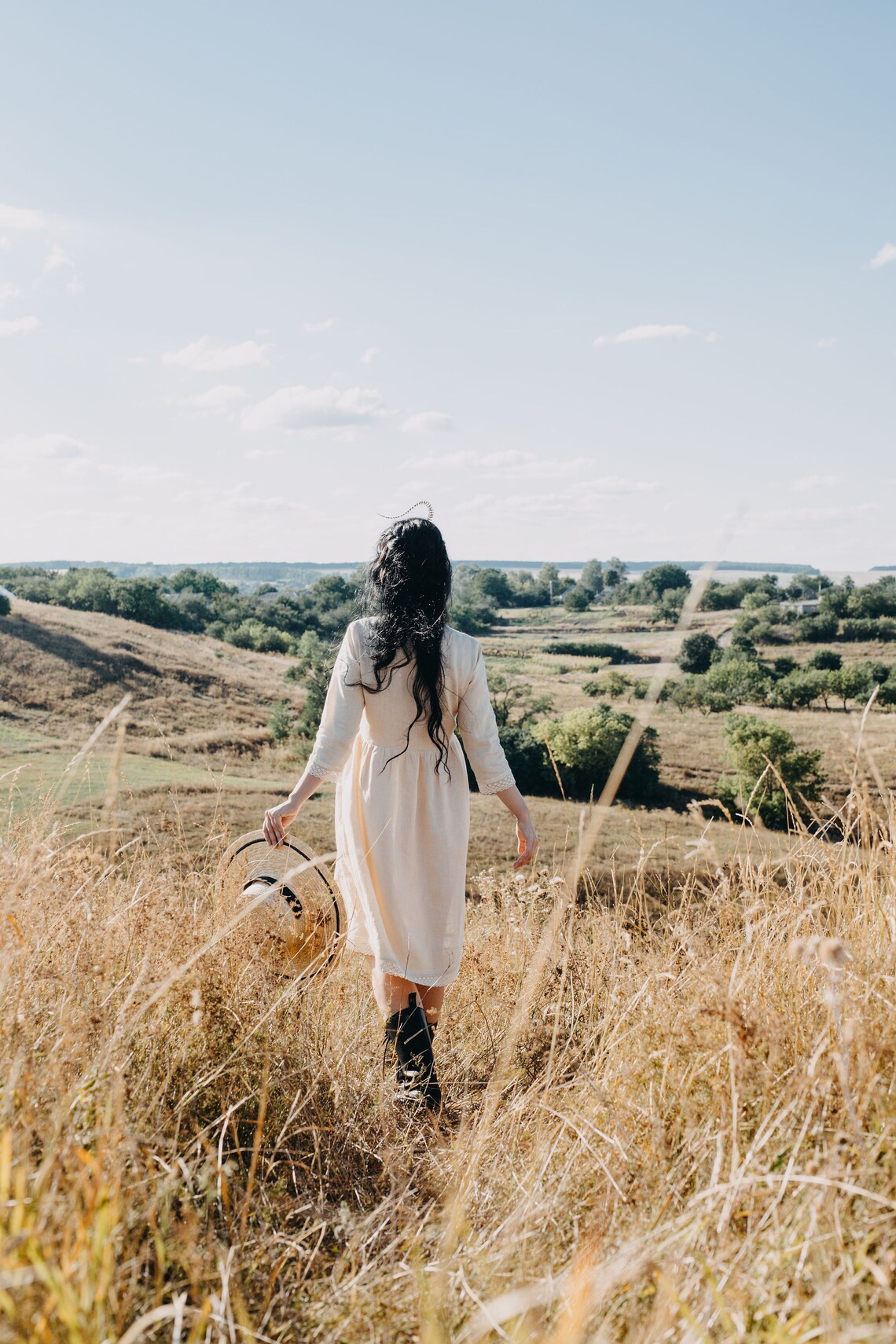 MATILDA MIDI Linen Dress Basic Loose Fitting Dress Petticoat - Etsy