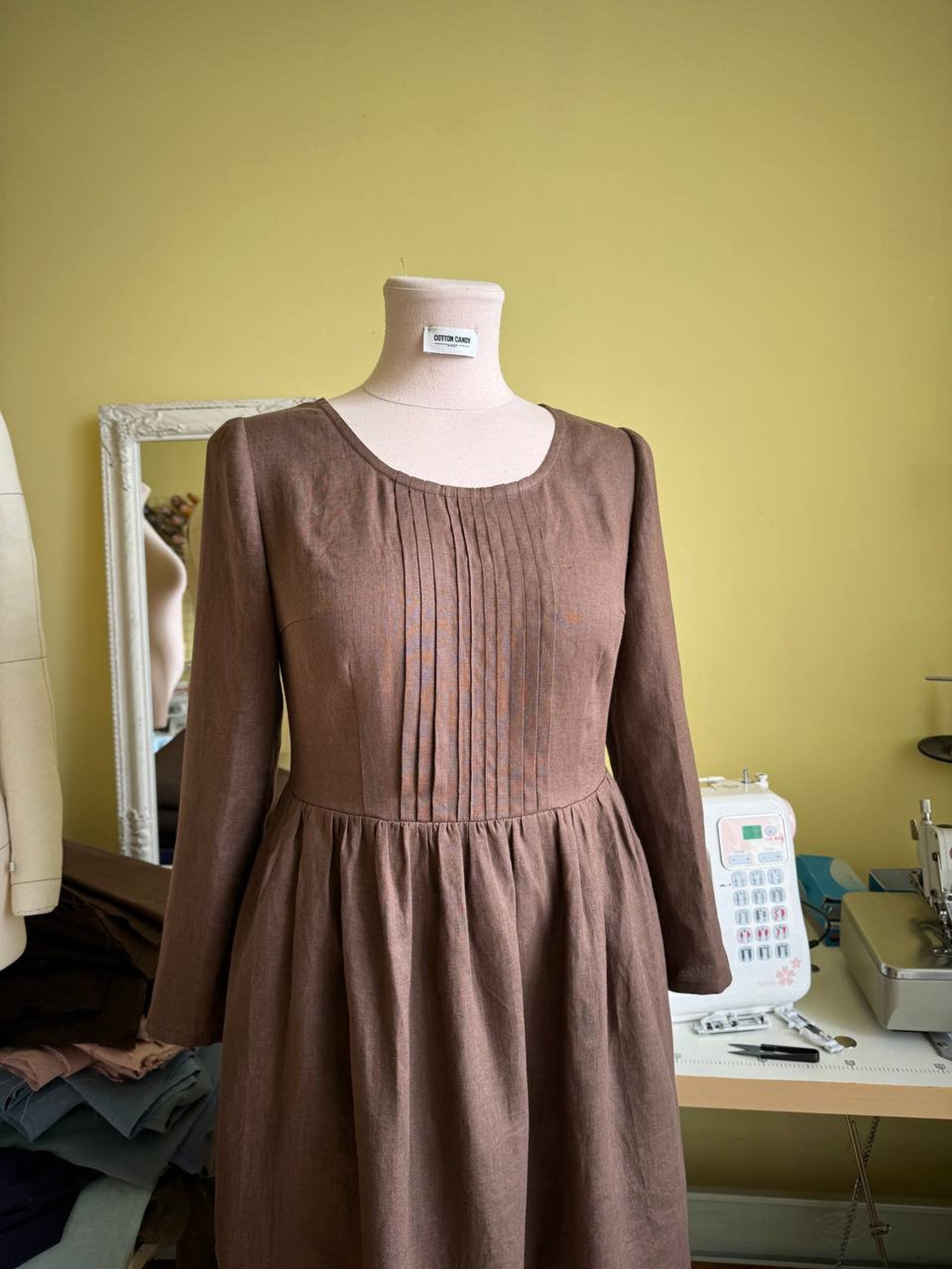 ELIZABETH Close Fitting Dress, Natural Linen Midi Dress, Maxi Dress ...