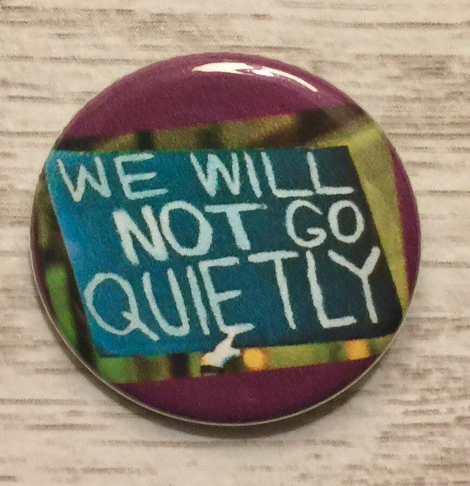 We Will Not Go Quietly | 1.25 Inch Pinback Button | Protest Sign ...