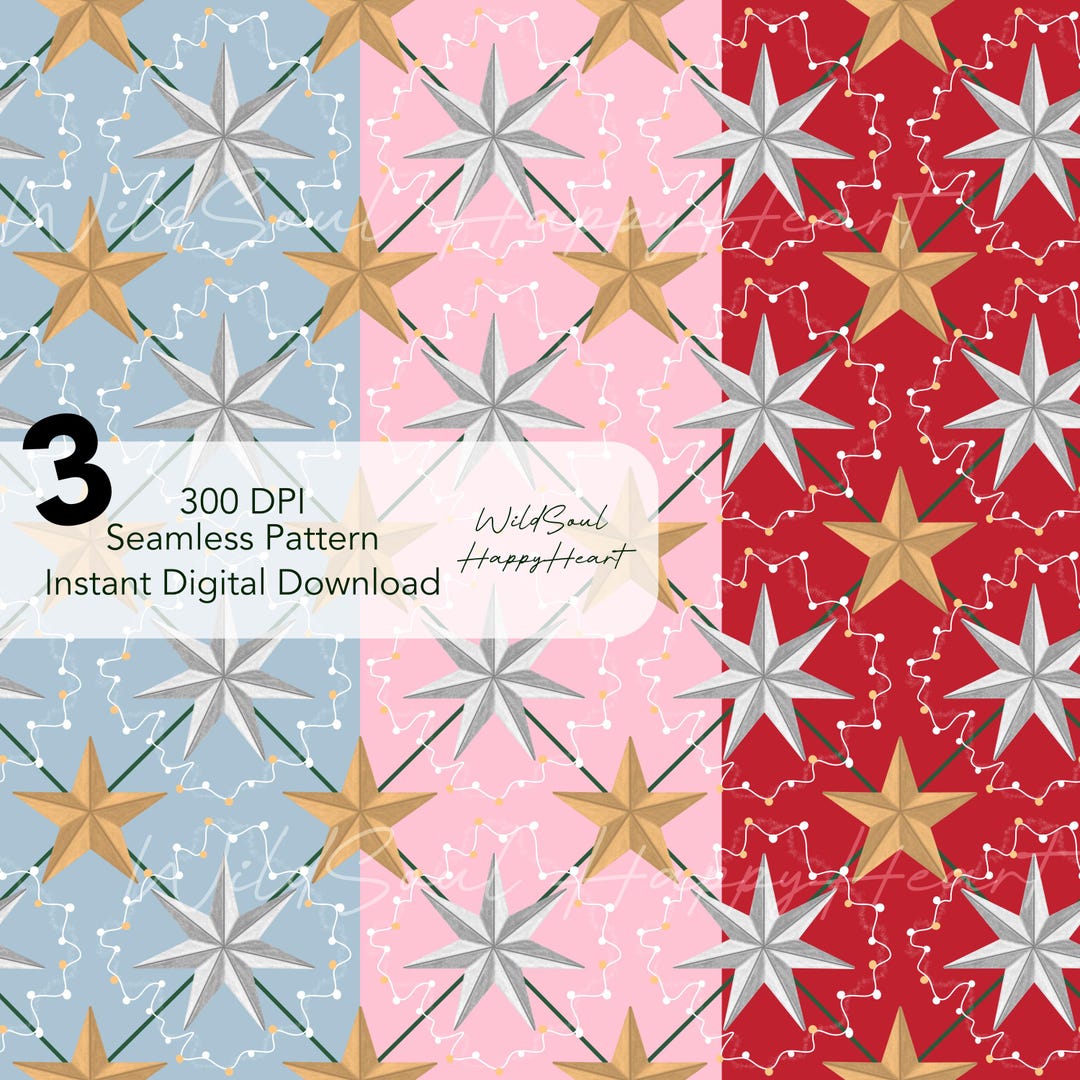 Festive Christmas Stars Seamless Pattern, Fabric Design, Repeat Tile - Etsy