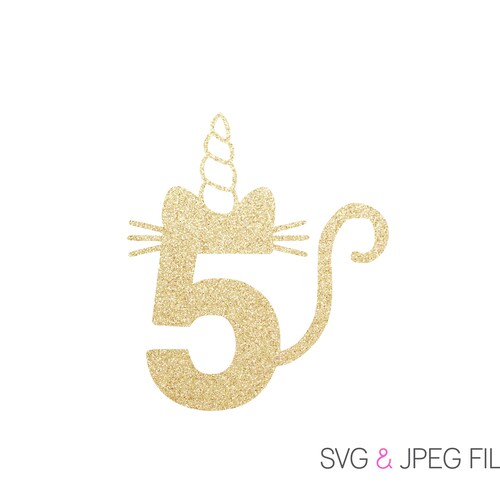 5 Caticorn SVG 5th Birthday SVG Cat Unicorn SVG Digital - Etsy