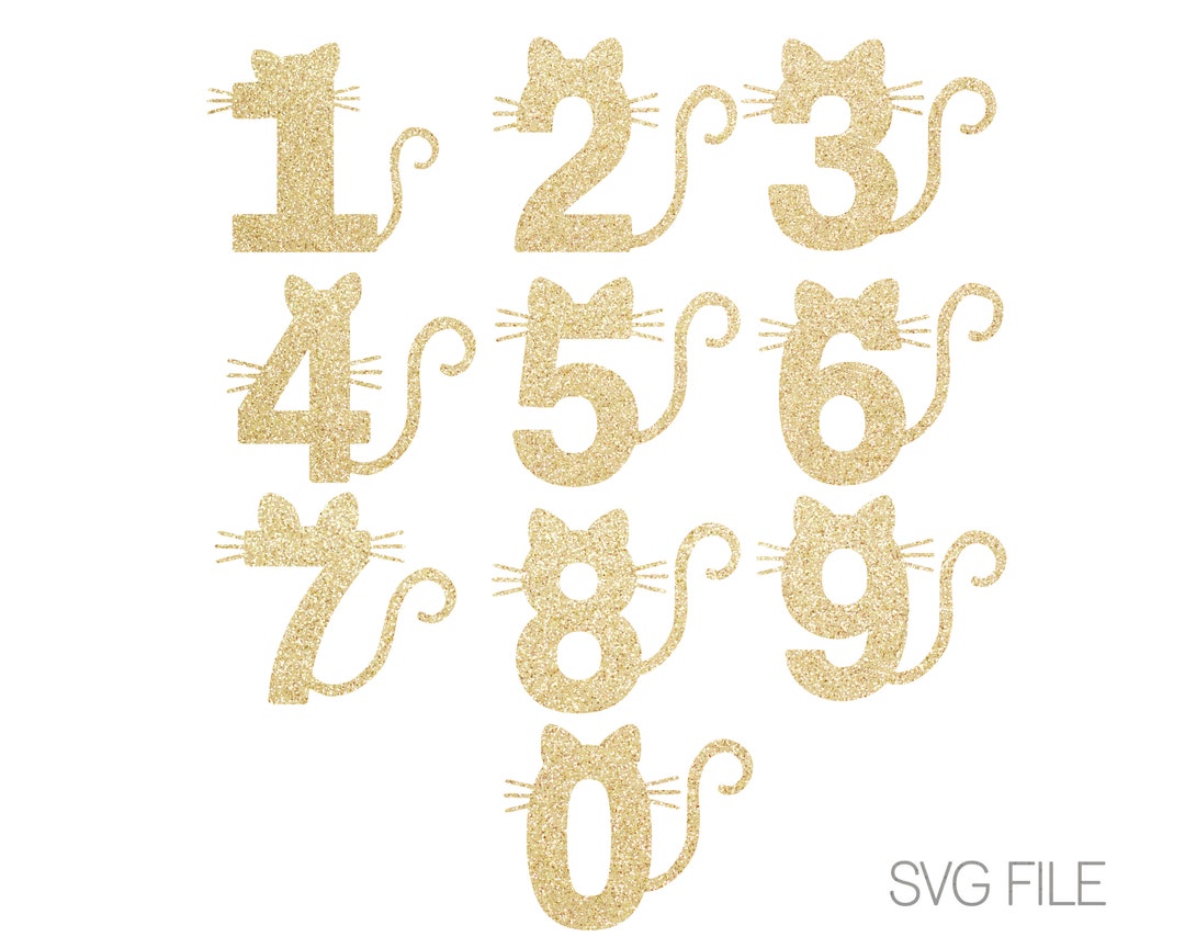 Cat Birthday Numbers Birthday SVG Ages Kitty Cut Files Party | Kitten ...