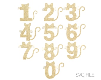 Cat Birthday Numbers Birthday SVG Ages Kitty Cut Files Party Kitten ...