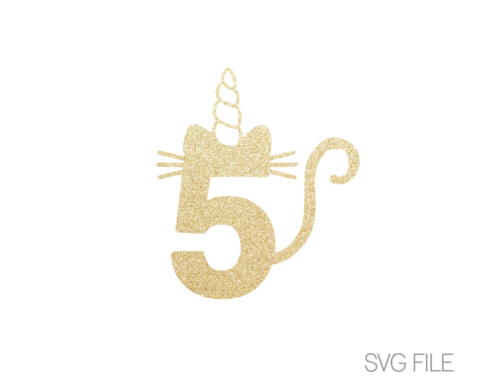 5 Caticorn SVG 5th Birthday SVG Cat Unicorn SVG Digital | Etsy