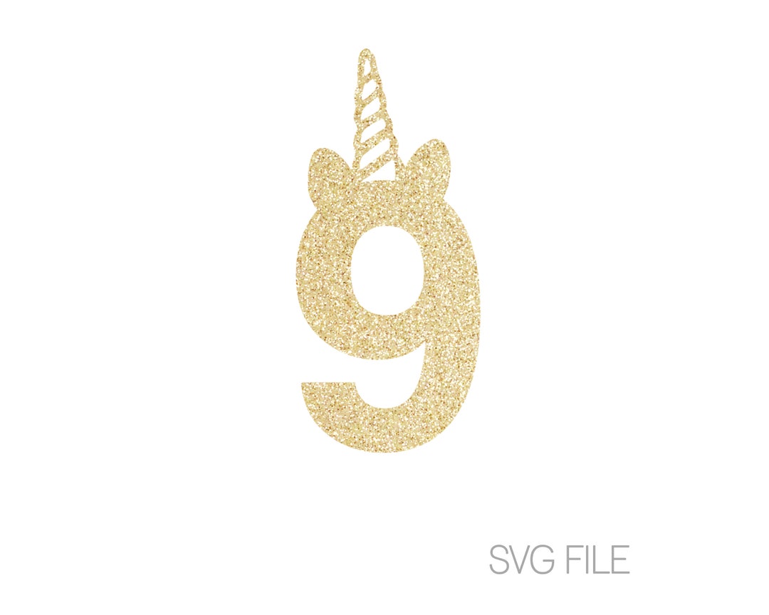 Unicorn 9 SVG File | 9th Birthday | 9 Unicorn SVG | Digital Download ...