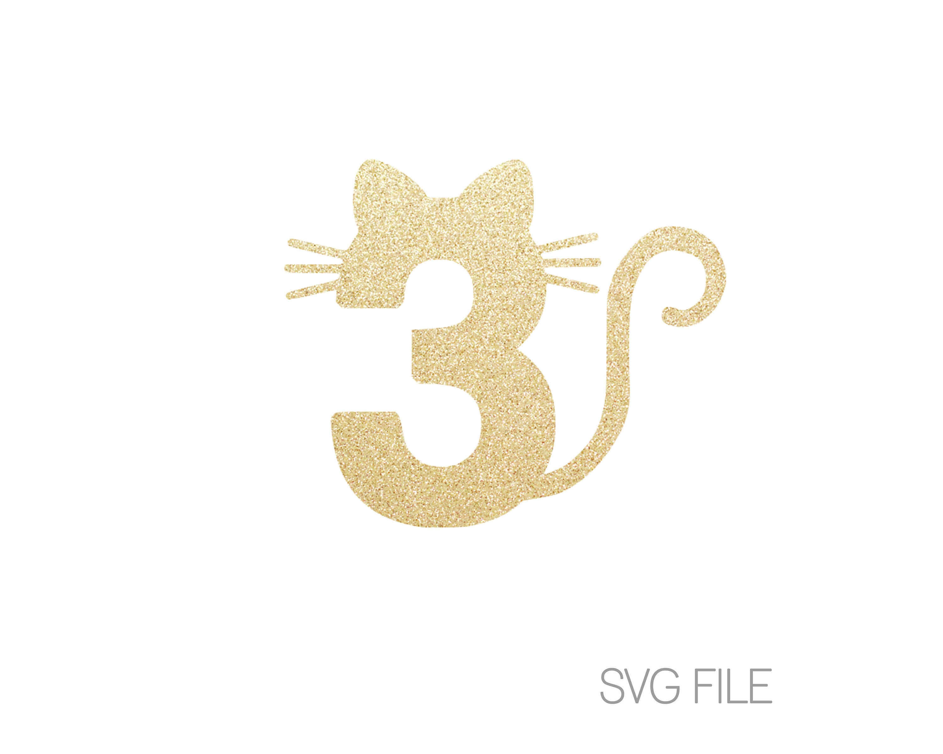 3 Cat SVG File | Third Birthday SVG | Cat SVG | 3rd Birthday | Kitty ...