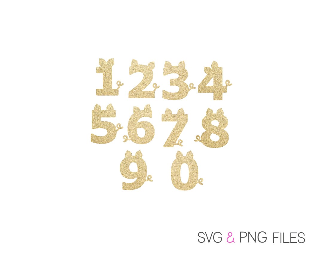 Pig Birthday Number Bundle Digital Download PNG, JPG, SVG Files Numbers ...