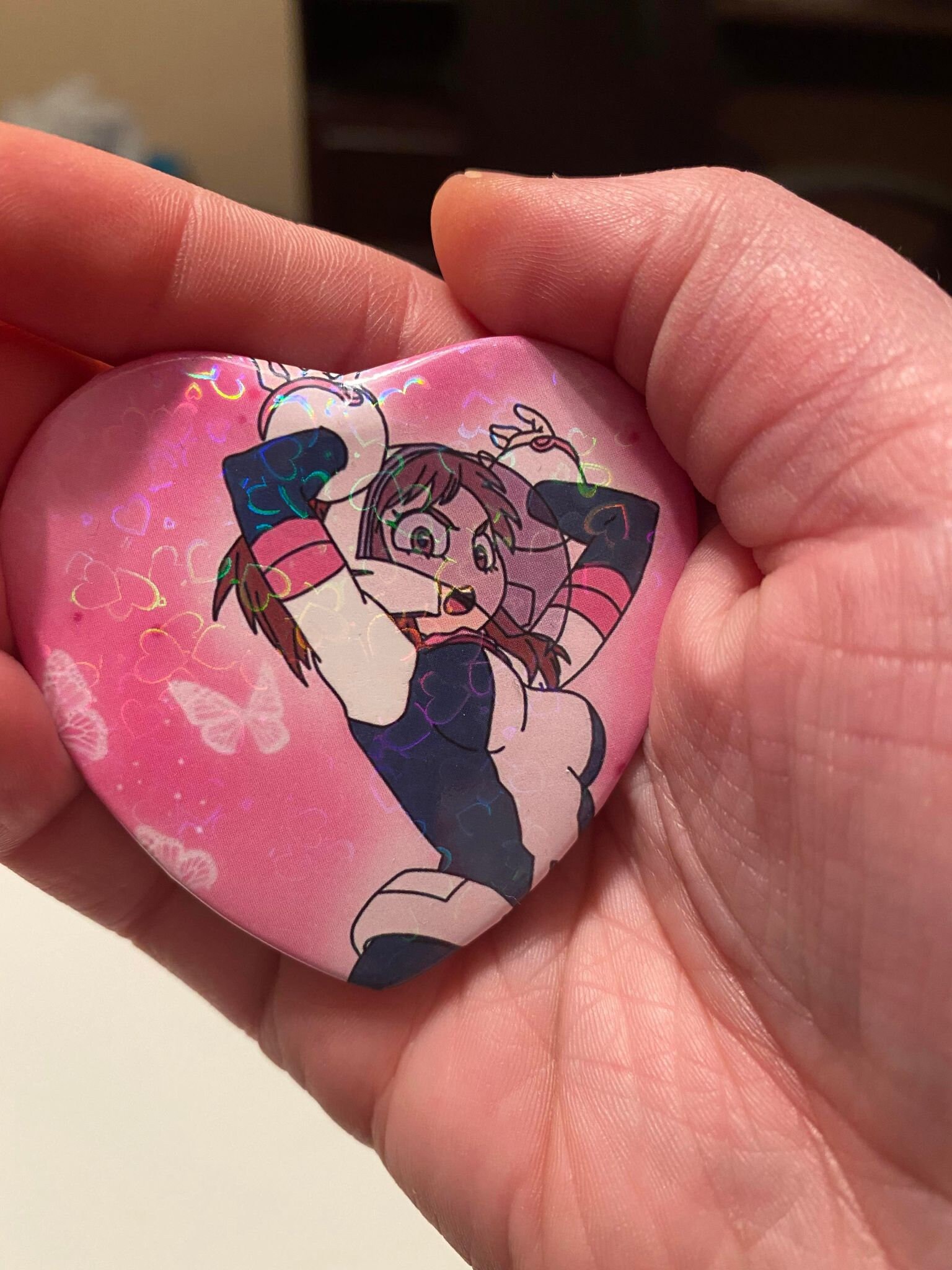 Uravity Holographic Heart Button - MHA - Etsy
