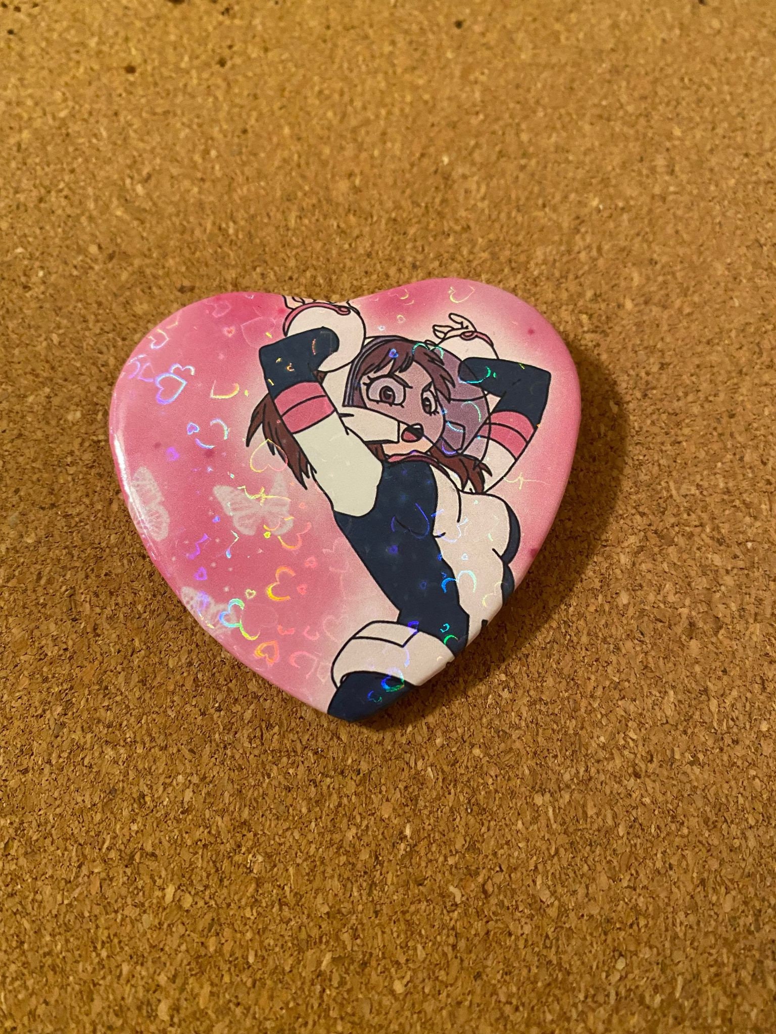 Uravity Holographic Heart Button - MHA - Etsy