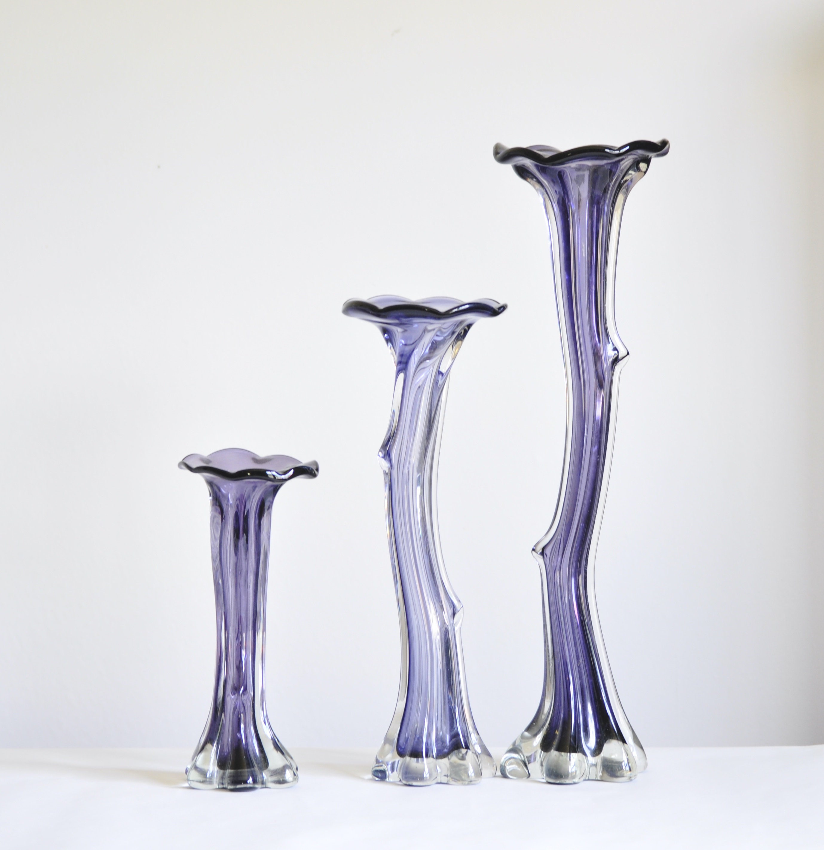 Vintage Cased Glass Tree Trunk Vases - Etsy