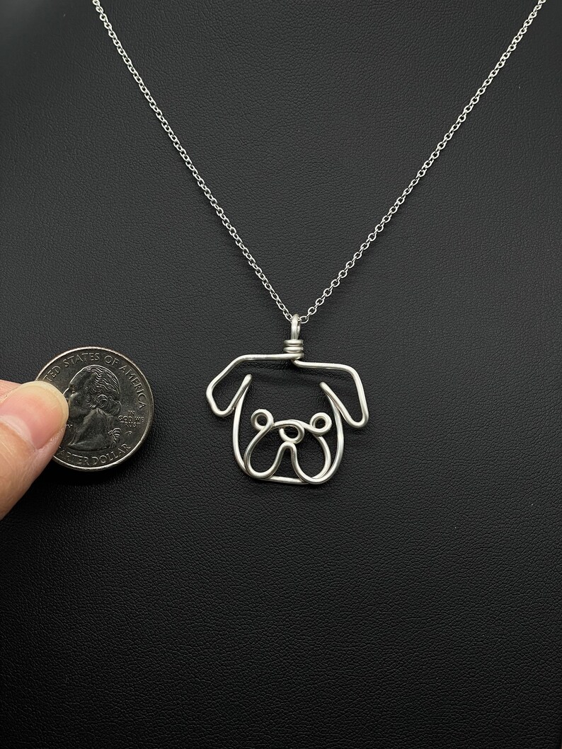 Wire Pug Necklace, Silver Plated Dog Mom Pendant - Etsy