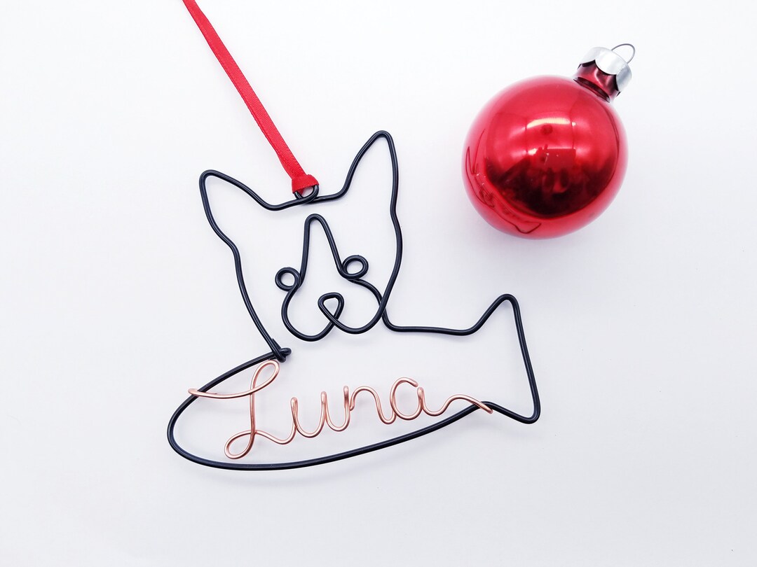 Wire Snowshoe Cat Ornament With Fish Personalized Ornament Pet Name ...