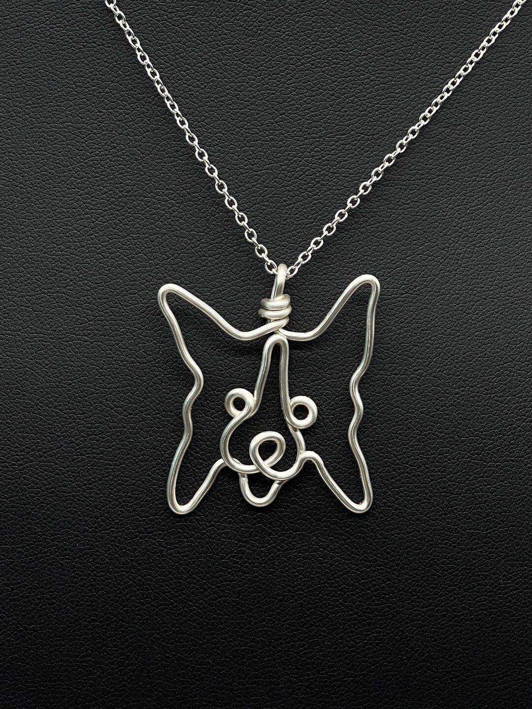Border Collie Necklace, Silver, Wire, Dog, Dog Memorial, Dog Face ...