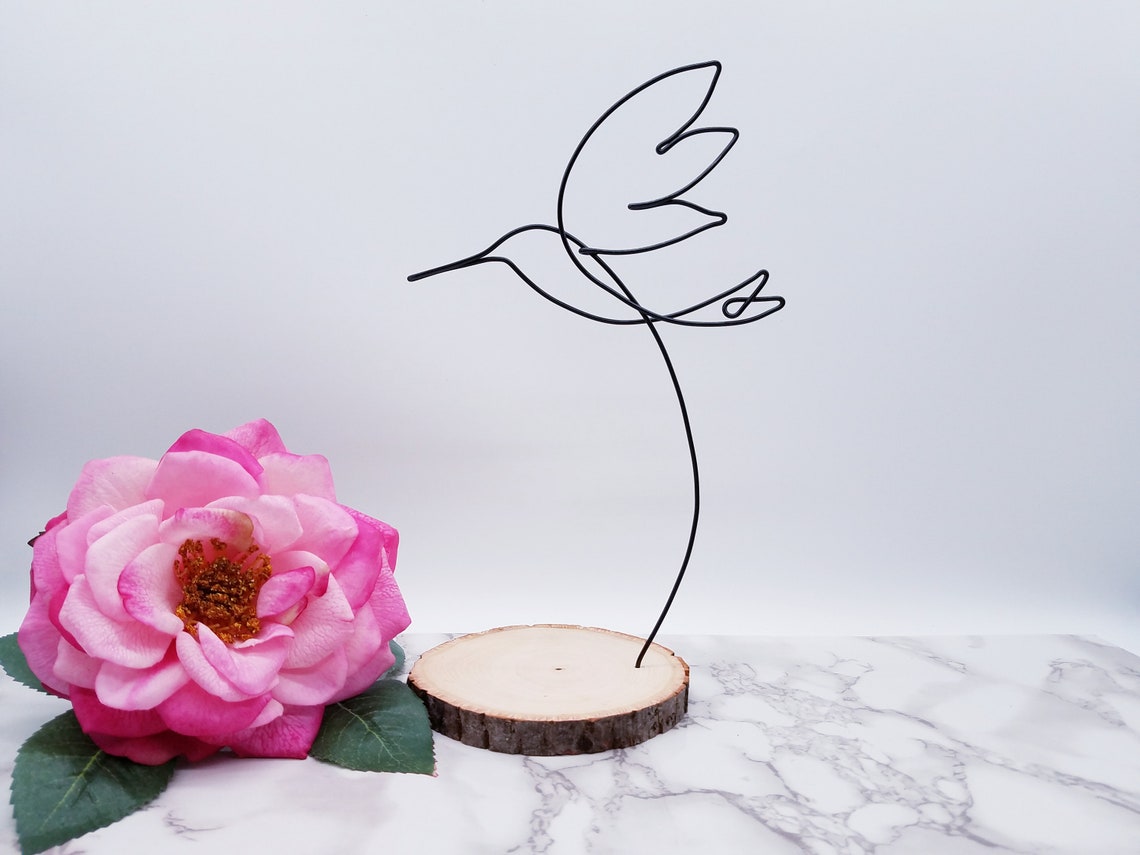 Wire Sculpture of Hummingbird Personalize Custom Bird Desk - Etsy