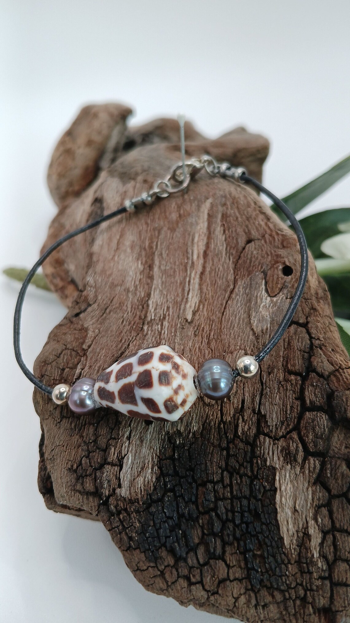 Hawaiian Cone Shell Bracelet: Sterling Silver, Freshwater Pearl, Moose ...