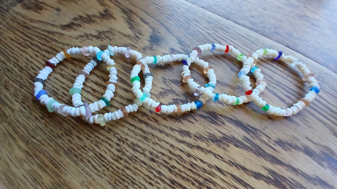 Hawaii Puka Shell N Seaglass, Puka Shell Bracelet, Hawaiian Shell ...