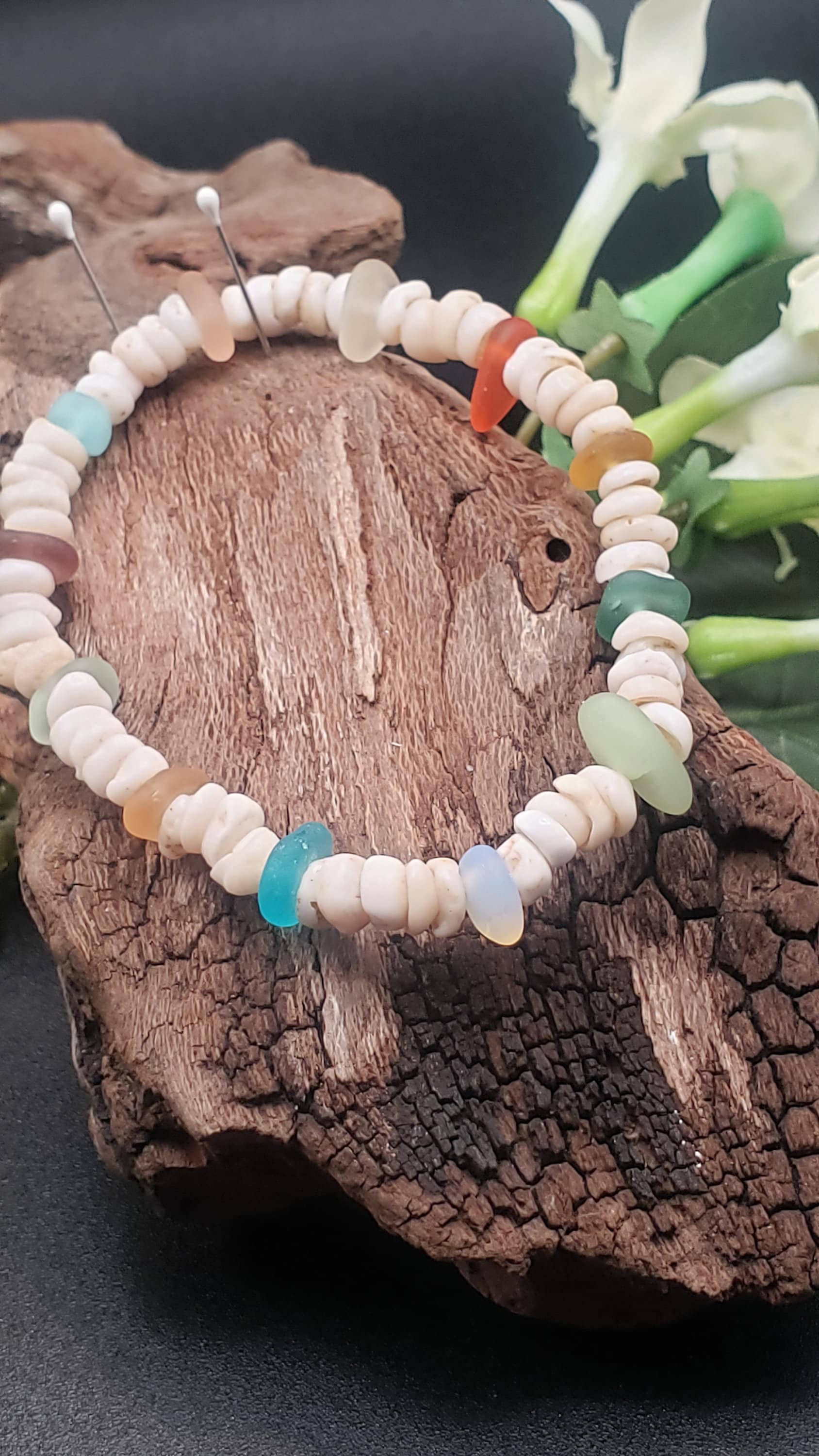 Hawaii Puka Shell N Seaglass, Puka Shell Bracelet Set, Hawaiian Shell ...