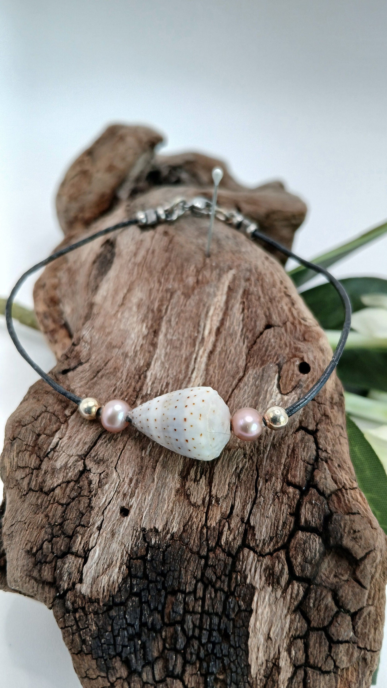 Hawaiian Cone Shell Bracelet: Sterling Silver, Freshwater Pearl, Moose ...