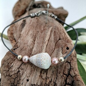 Hawaiian Cone Shell Bracelet: Sterling Silver, Freshwater Pearl, Moose ...