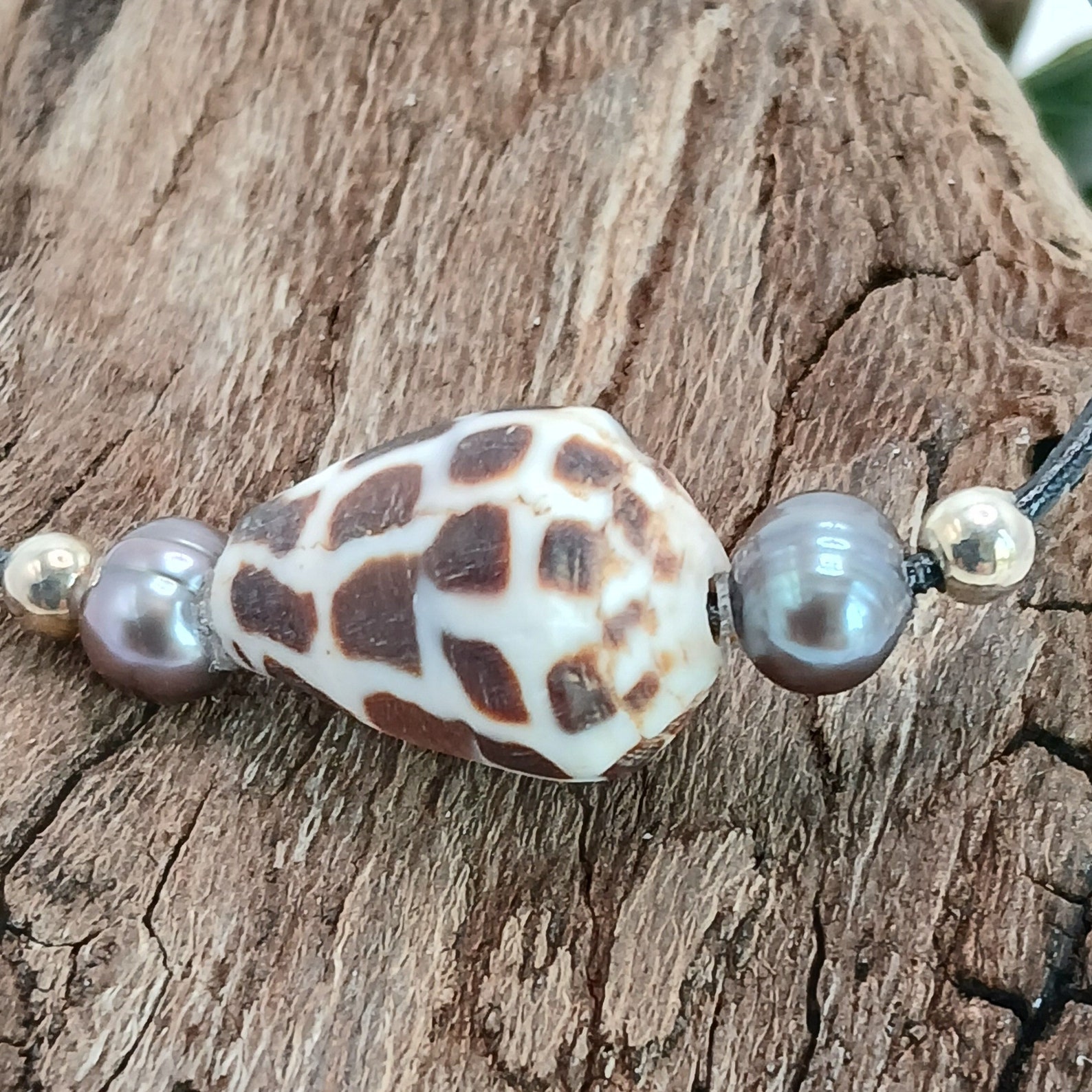 Hawaiian Cone Shell Bracelet: Sterling Silver, Freshwater Pearl, Moose ...