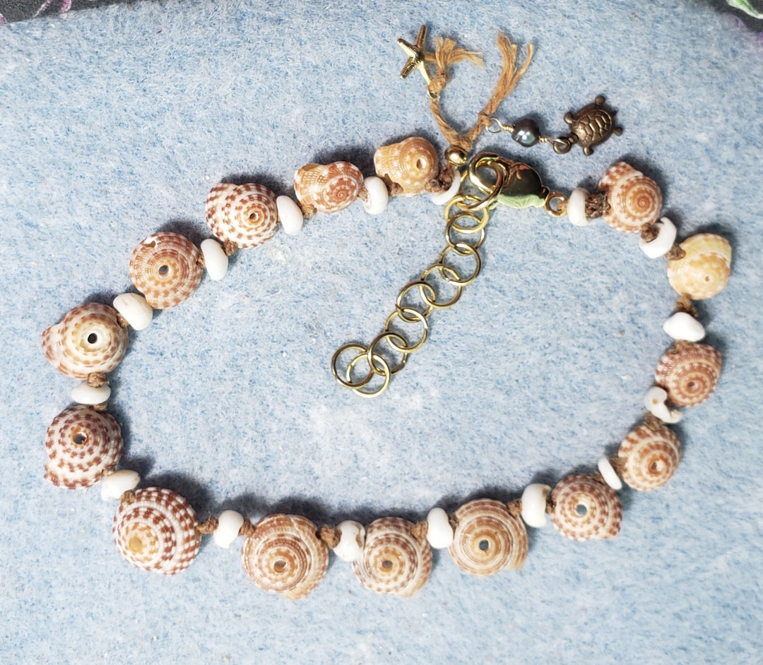 Knotted Hawaii Sundial Shells, Sundial Shell Bracelet, Adjustable Shell ...
