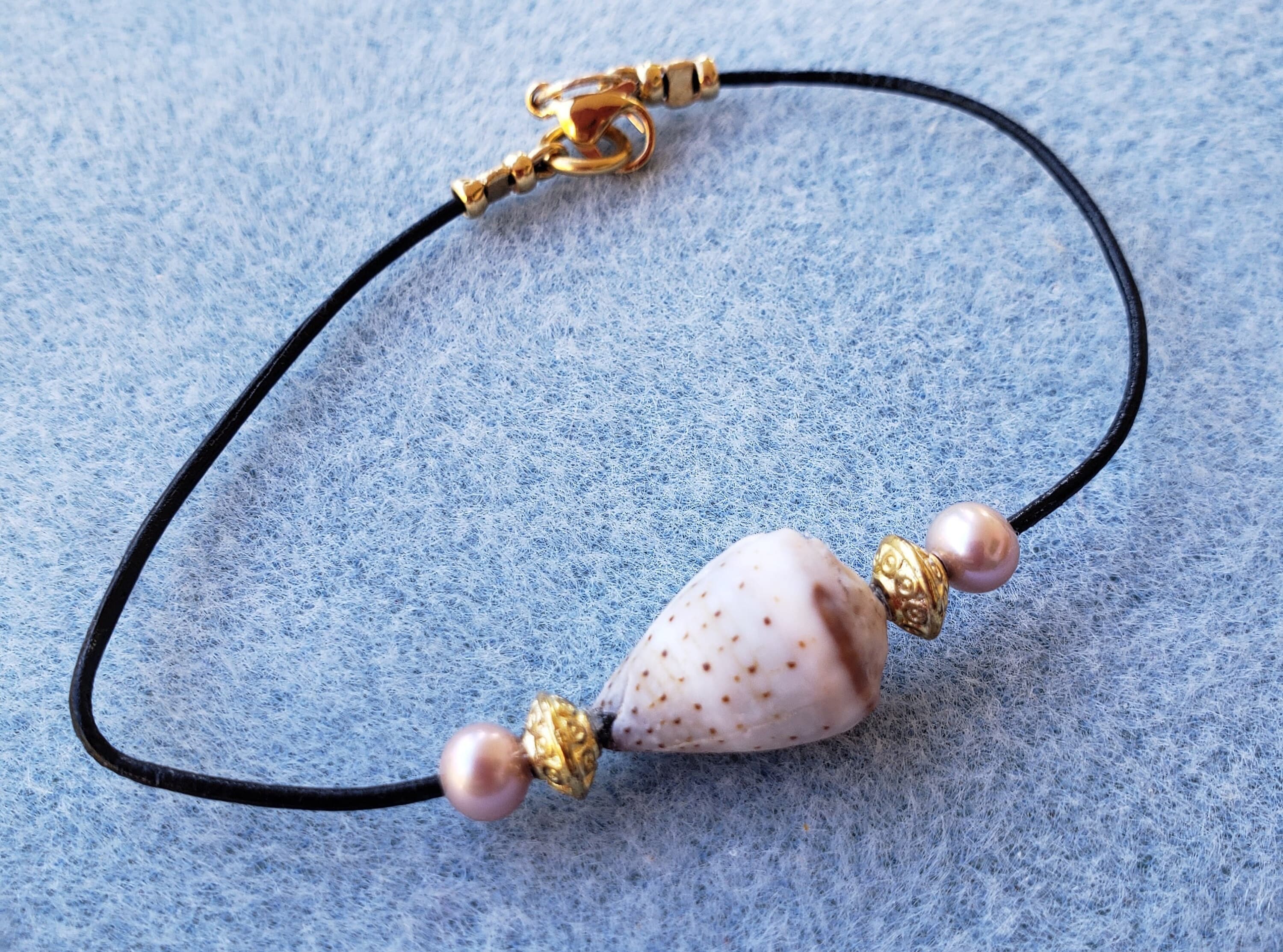Hawaiian Cone Shell Bracelet: Sterling Silver, Freshwater Pearl, Moose ...