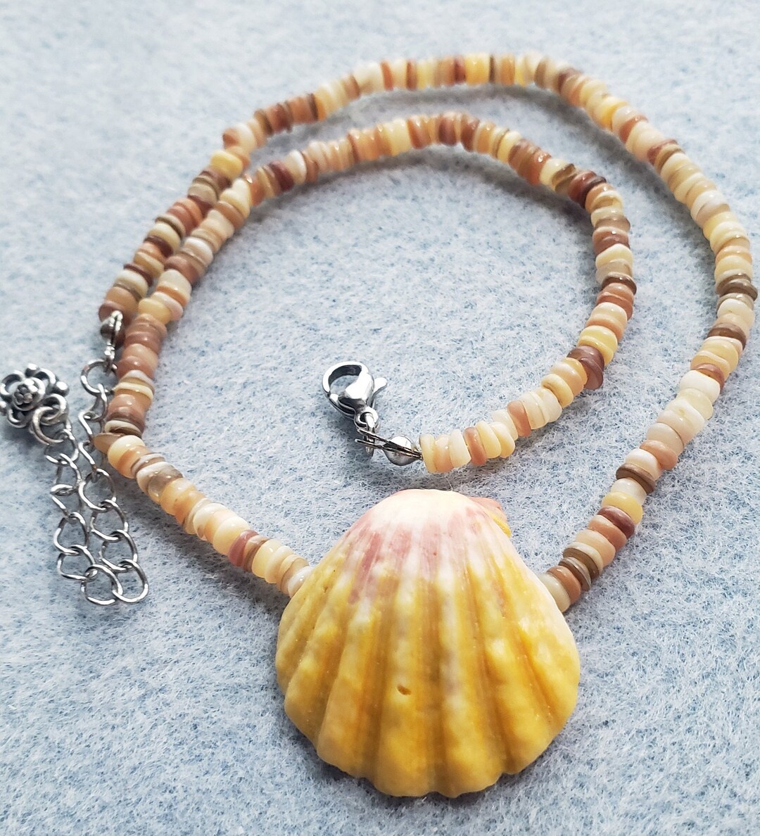 Beige MOP Puka Sunrise Necklace, Micro MOP Puka Choker, Hawaiian Shell ...