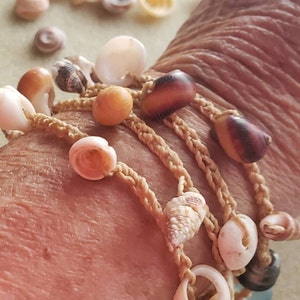 Surfer Shell Wrap Bracelet, Hawaii Shell Bracelet, Delicate Knotted ...