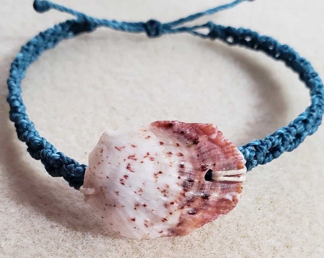 Surfer Shell Bracelet, Waterproof Shell Bangle, Macrame Surf Bracelet ...