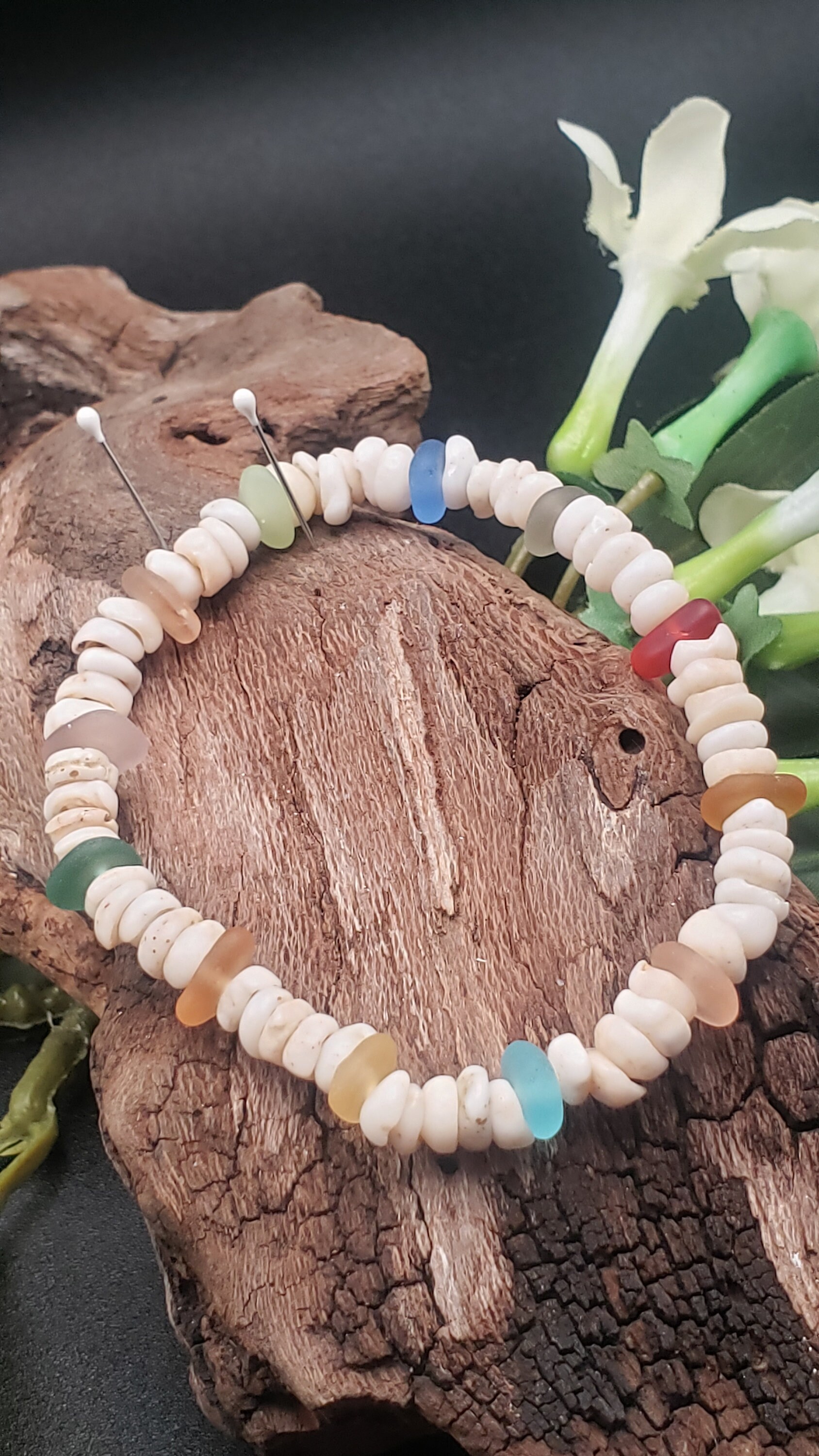 Hawaii Puka Shell N Seaglass, Puka Shell Bracelet Set, Hawaiian Shell ...