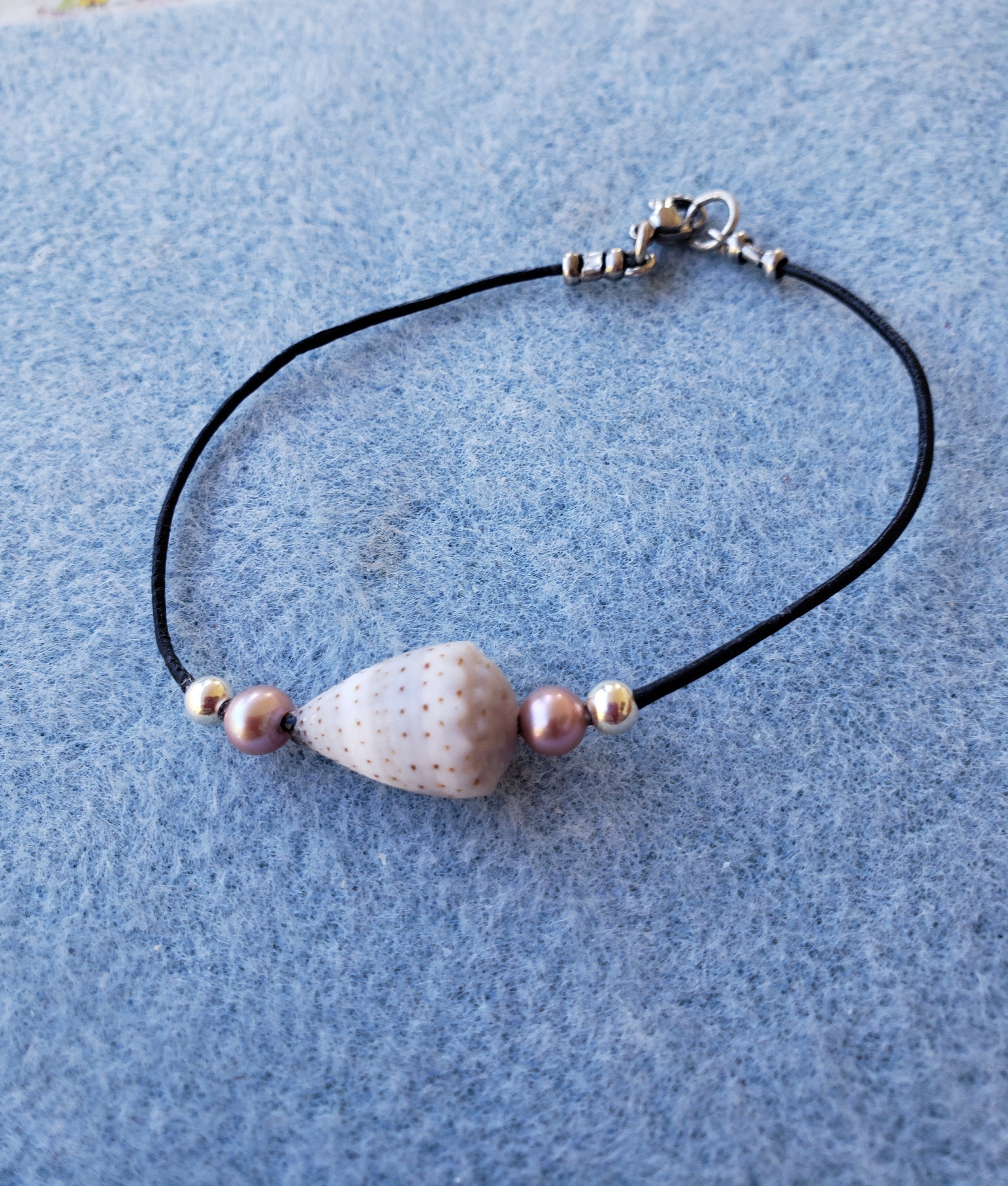Hawaiian Cone Shell Bracelet: Sterling Silver, Freshwater Pearl, Moose ...