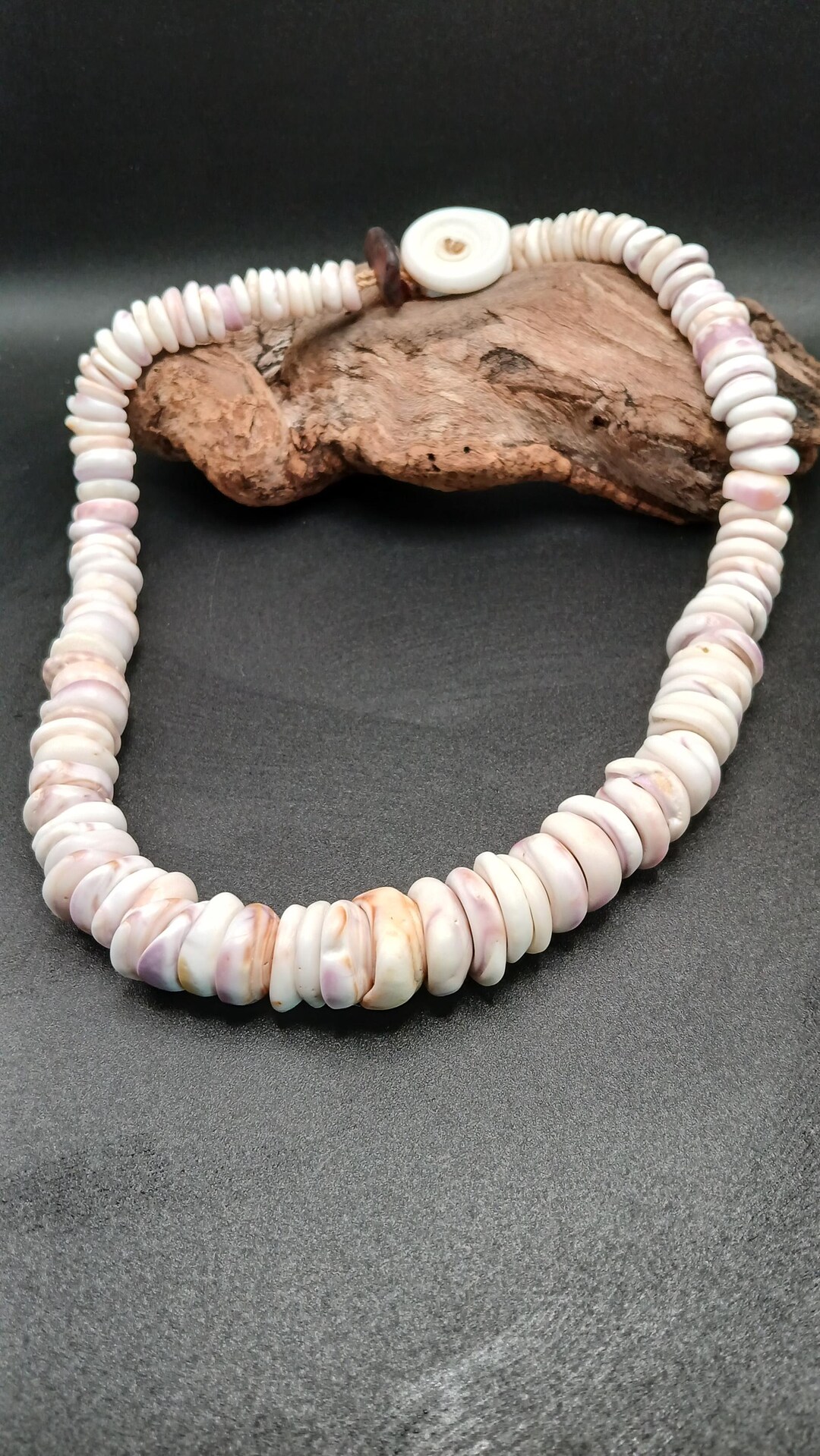 Jumbo Puka Shell Necklace, Soft Purple Brown Pukas, for the Big Kahuna ...