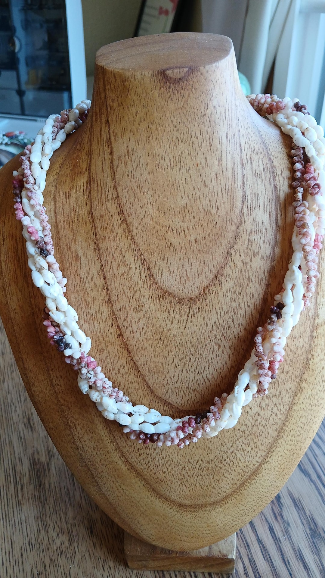 5 Strand Niihau Shell Lei, Kahelelani Laiki Shell Necklace, Classic Hawaii Shell Choker, Shells ...
