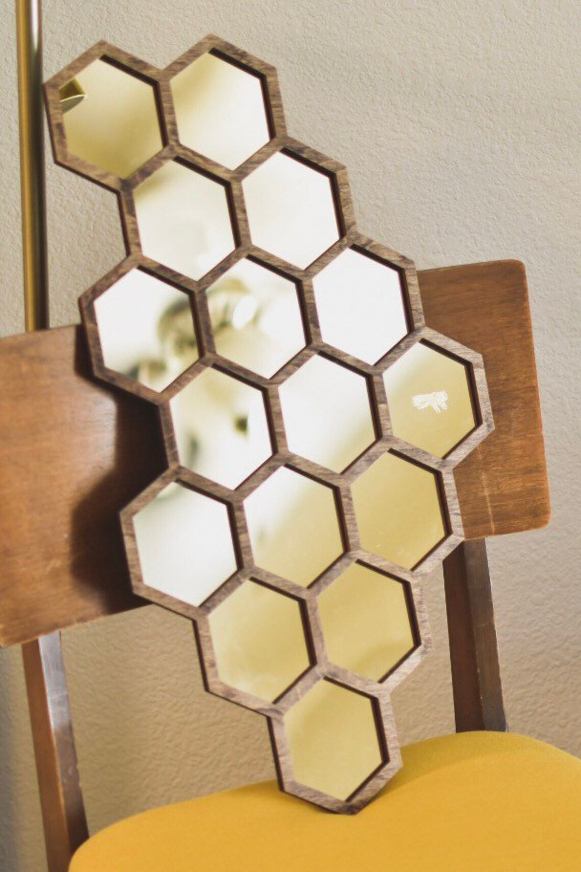 Hexagon Accent Mirror With Gold Tint and Honeycomb Pattern - Etsy
