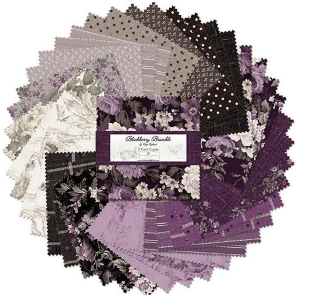 5" Squares of Blackberry Bramble Fabric by Kaye England for Wilmington ...