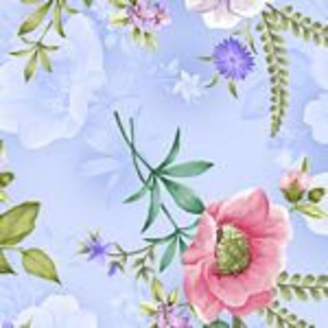 Spring Breeze Garden Blue Fabric - Benartex - 0988605B - Etsy
