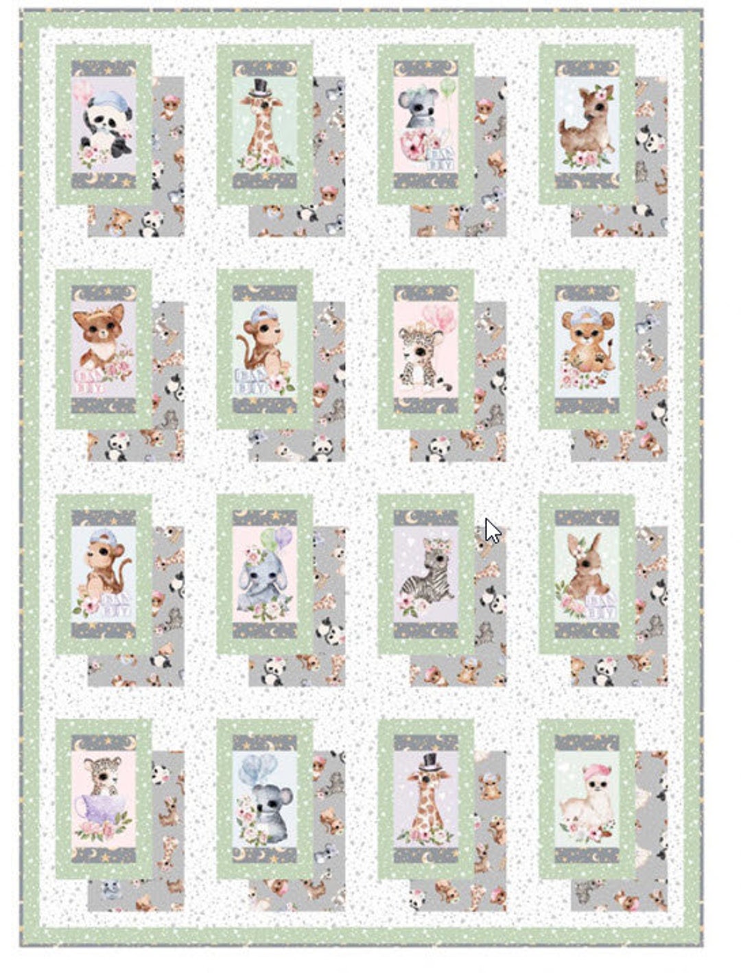 Shadow Play Quilt Kit Animal Babies Fabric Michael Miller - Etsy