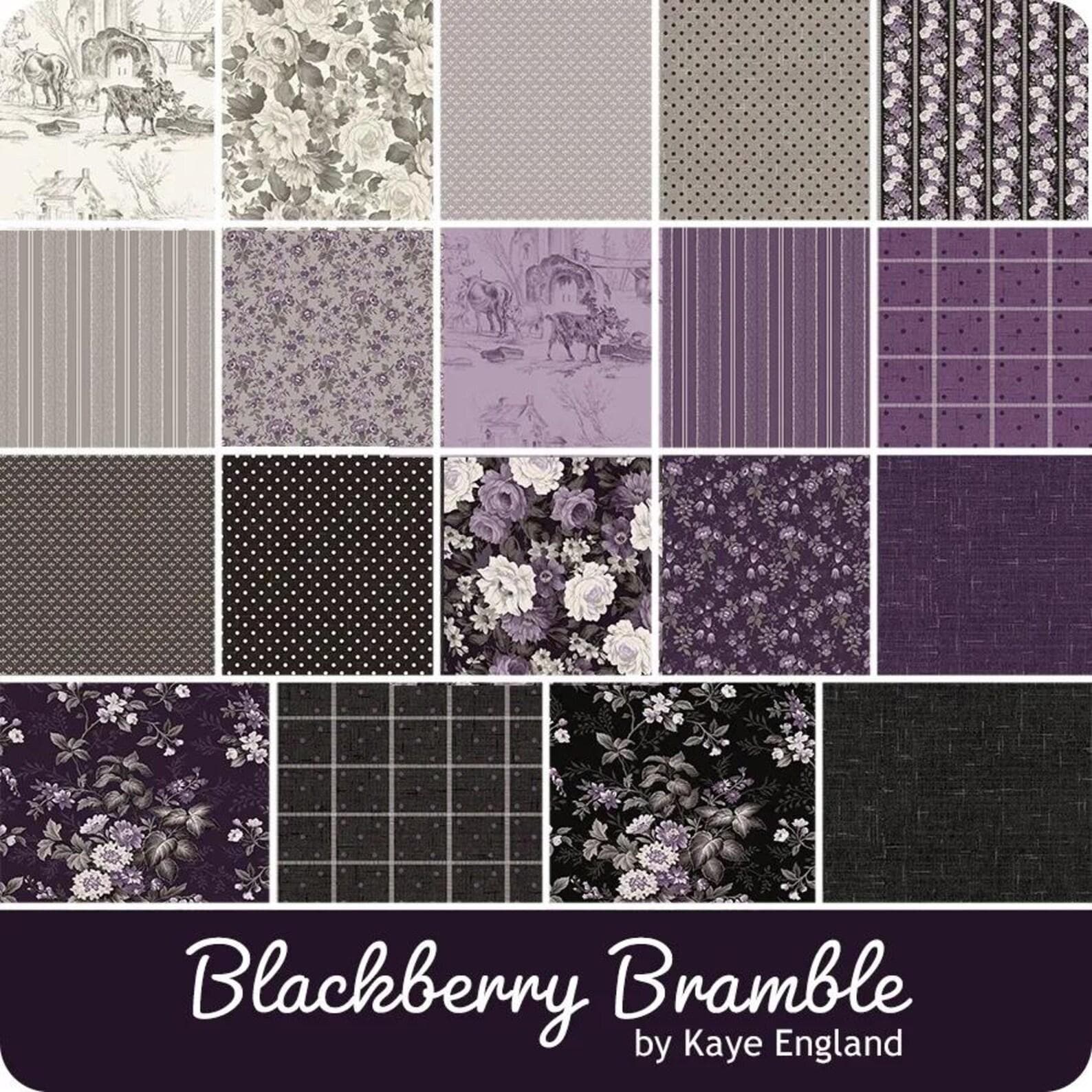 Blackberry Bramble Fabric - Kitchen Stripe Purple - Kaye England for ...