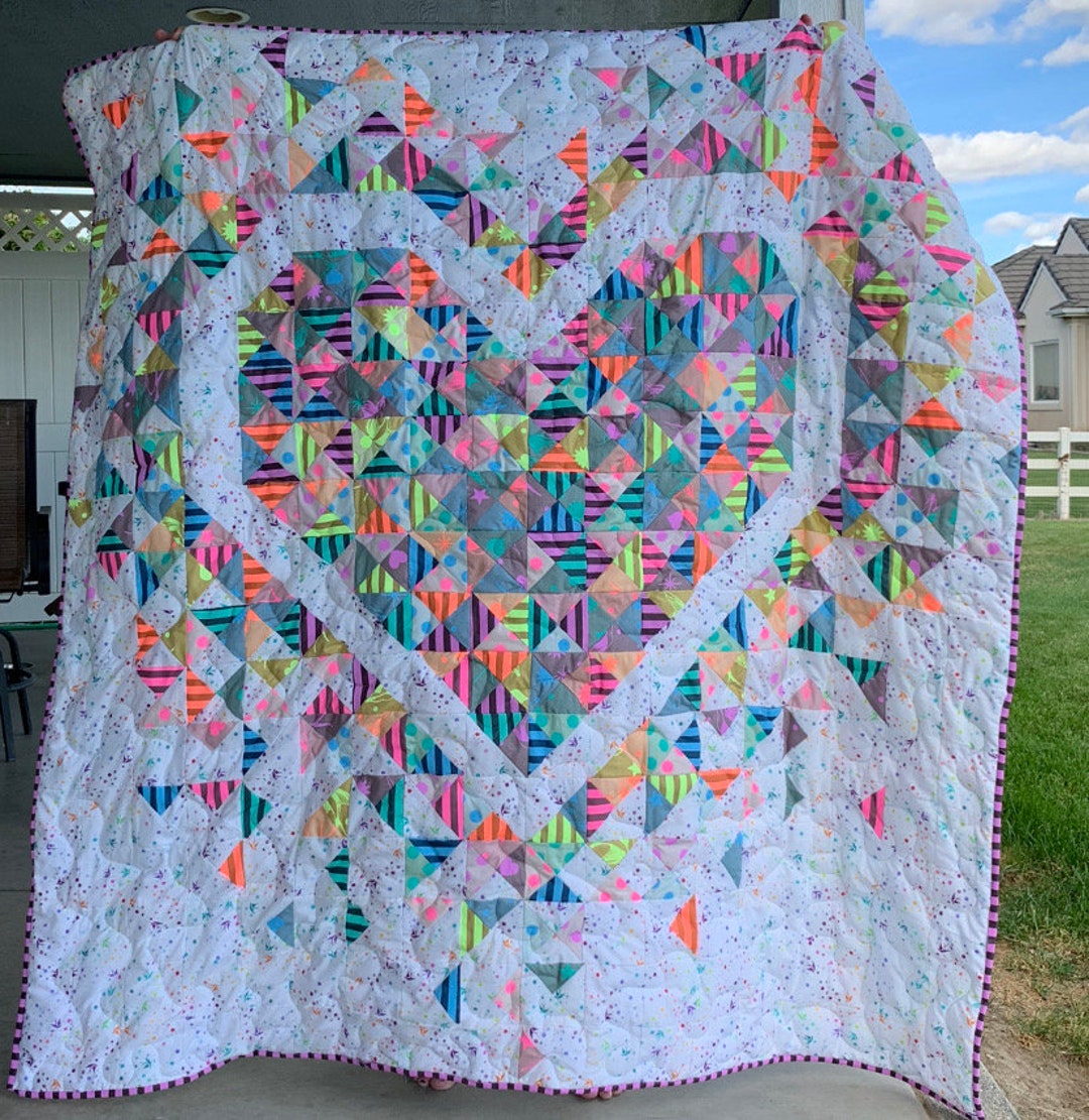 Neon Tula True Colors Exploding Heart Quilt Kit - Etsy