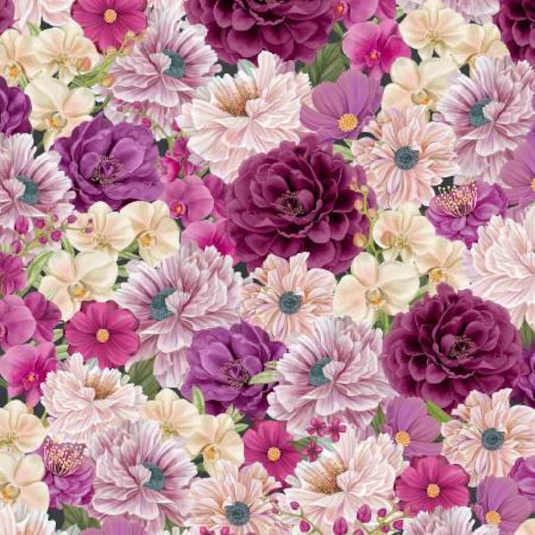 Midnight Garden Fabric - Multi Packed Floral - Wilmington Prints ...